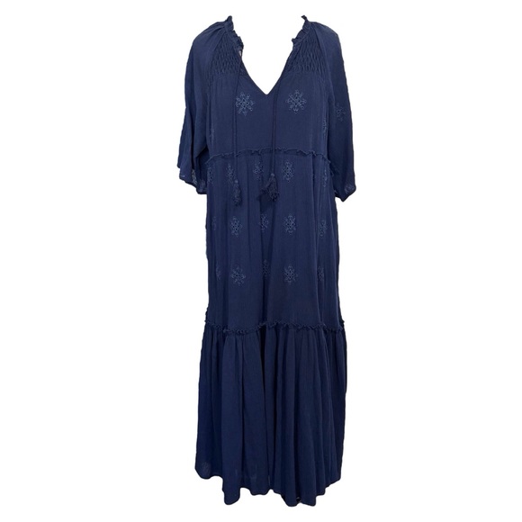 Reba | Dresses | Reba Eyelet Embroidery 0 Cotton Peasant Tiered Ruffle ...